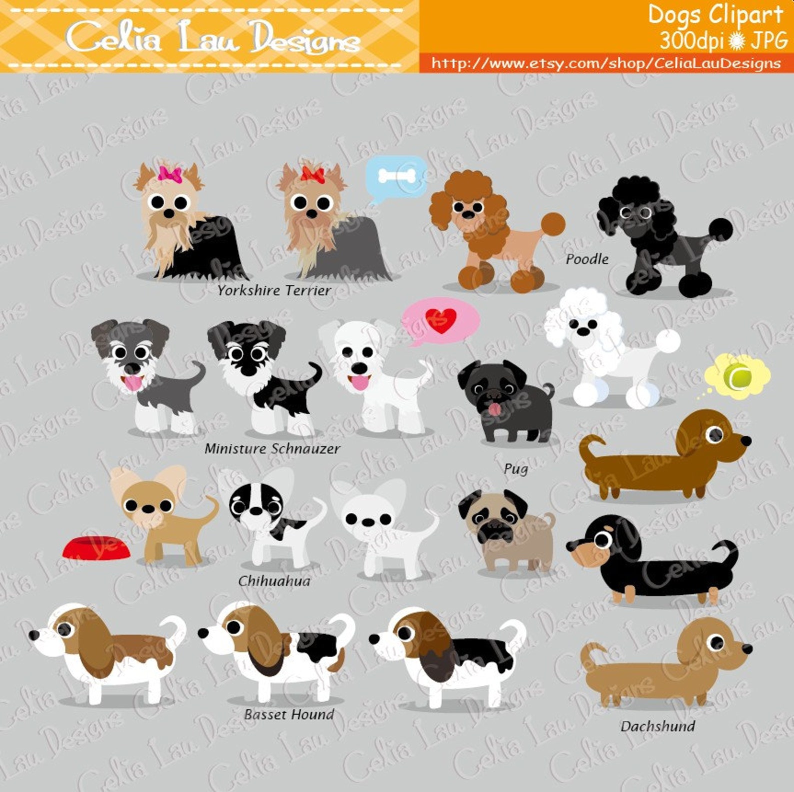 Dog Clipart Puppy Clipart cute dogs clip art puppy | Etsy
