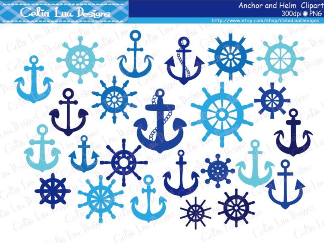 Anchor Clipart, Helm Clipart, Nautical Clip Art, Sailing, Ocean ,sailor ...