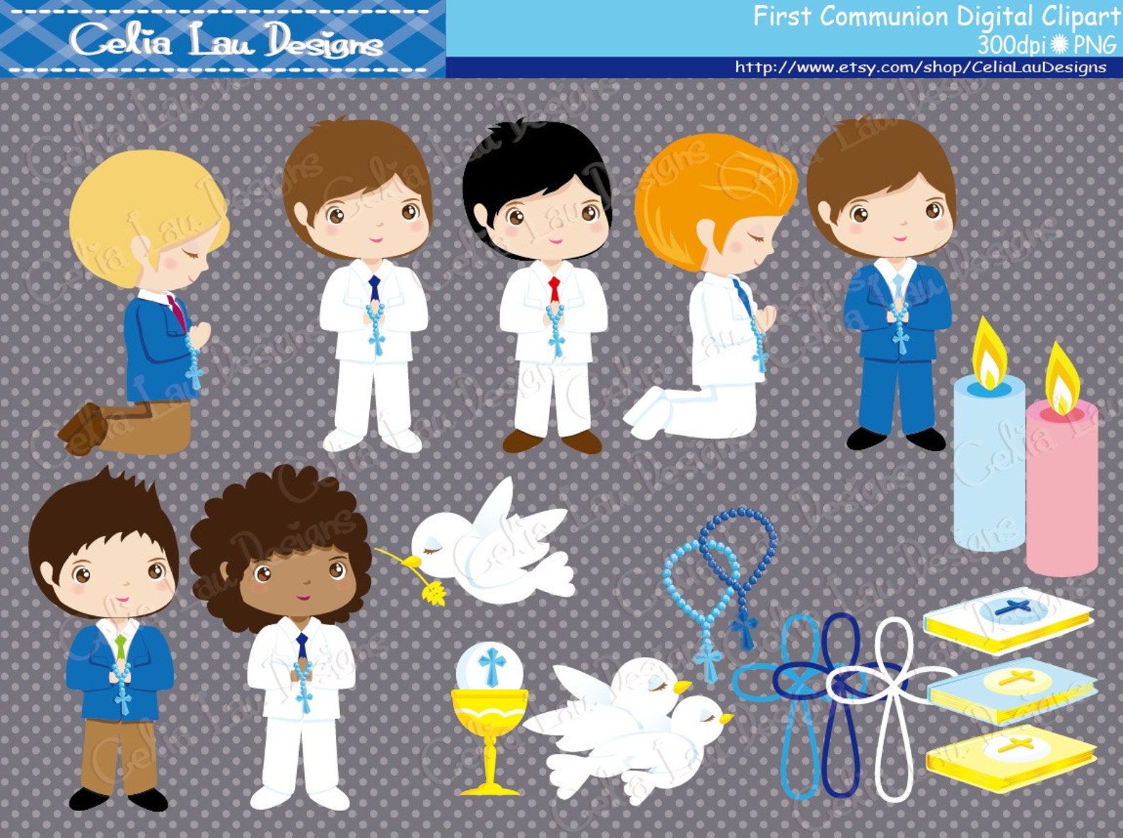 First Communion Clipart CG002 Boys 1st Communion / Instant - Etsy