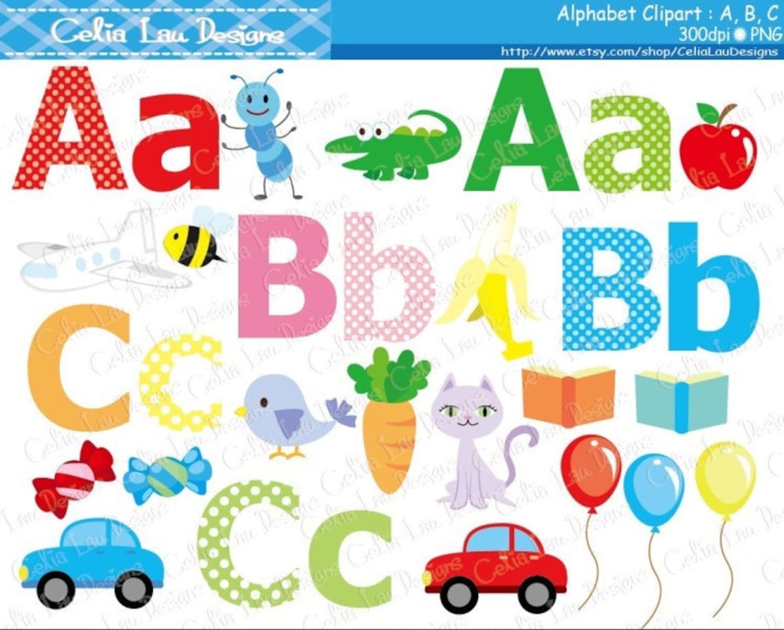 Alphabet Clipart : A B C / Back to School Clip Art / - Etsy