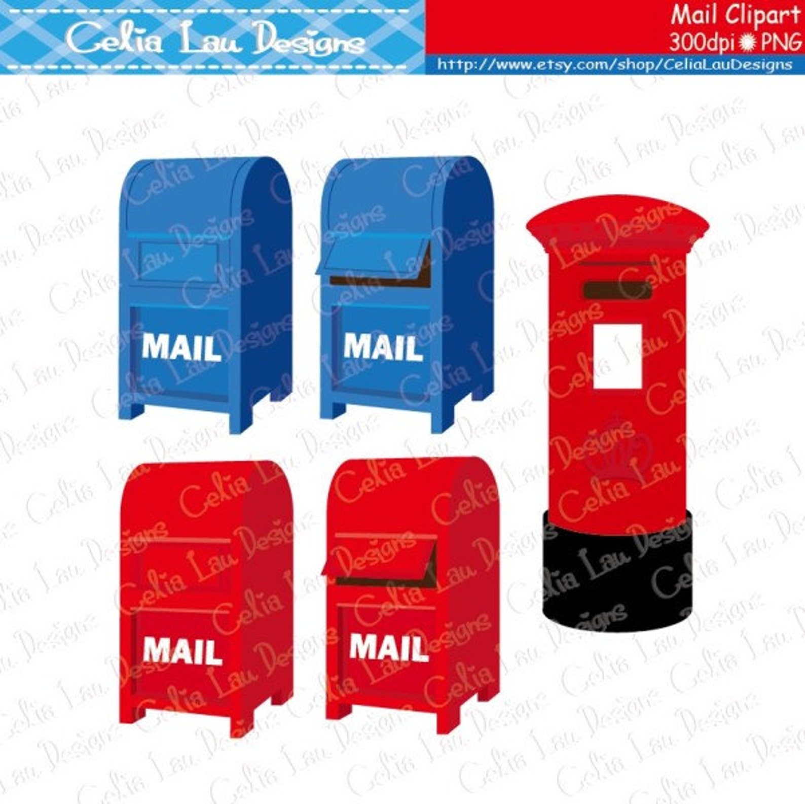 Mail Clipart Postage Letters Stamps Envelope Digital - Etsy