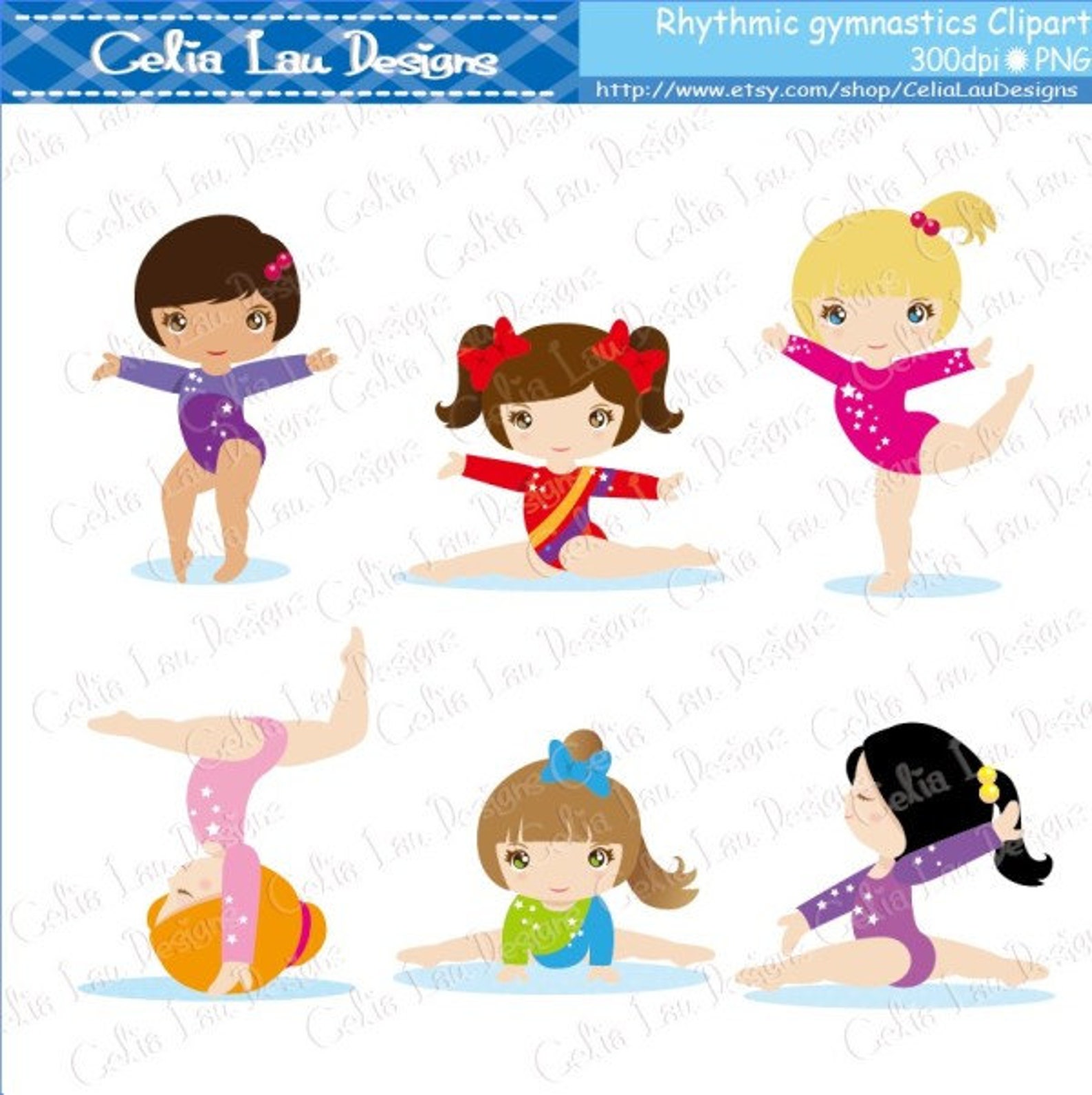 Gymnastics Clipart Cute Girl Sport Clip Art Rhythmic | Etsy Canada
