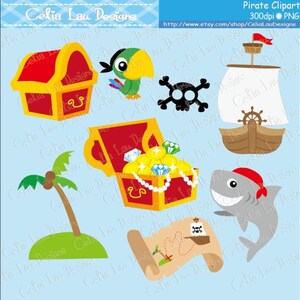 Pirate Clipart/ Cute Pirate Clip Art and Digital Paper Background Set ...