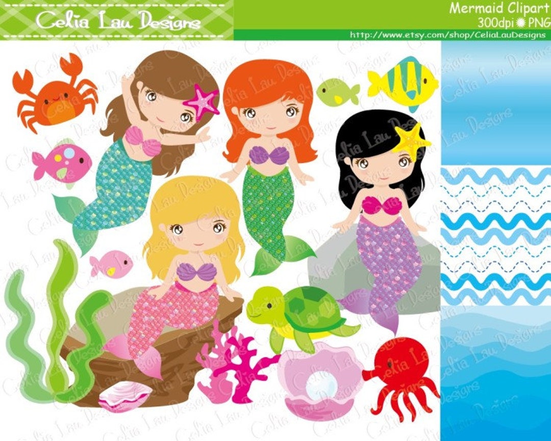 Mermaids Clipart / Princess Mermaids Clipart, Mermaid Clip Art and ...