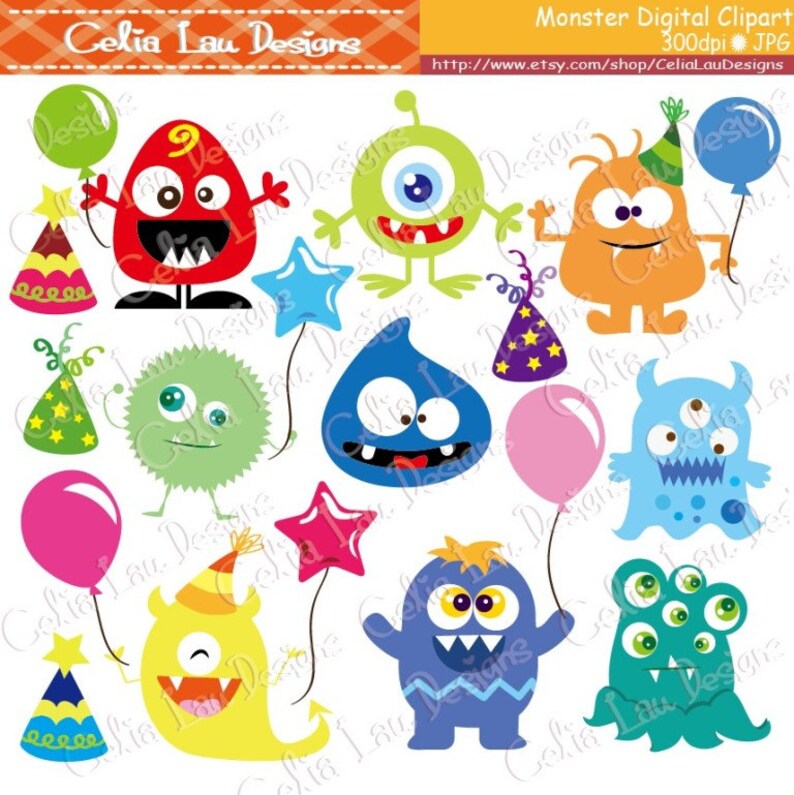 Monster Clipart Monster Party Clip Art for Personal and - Etsy