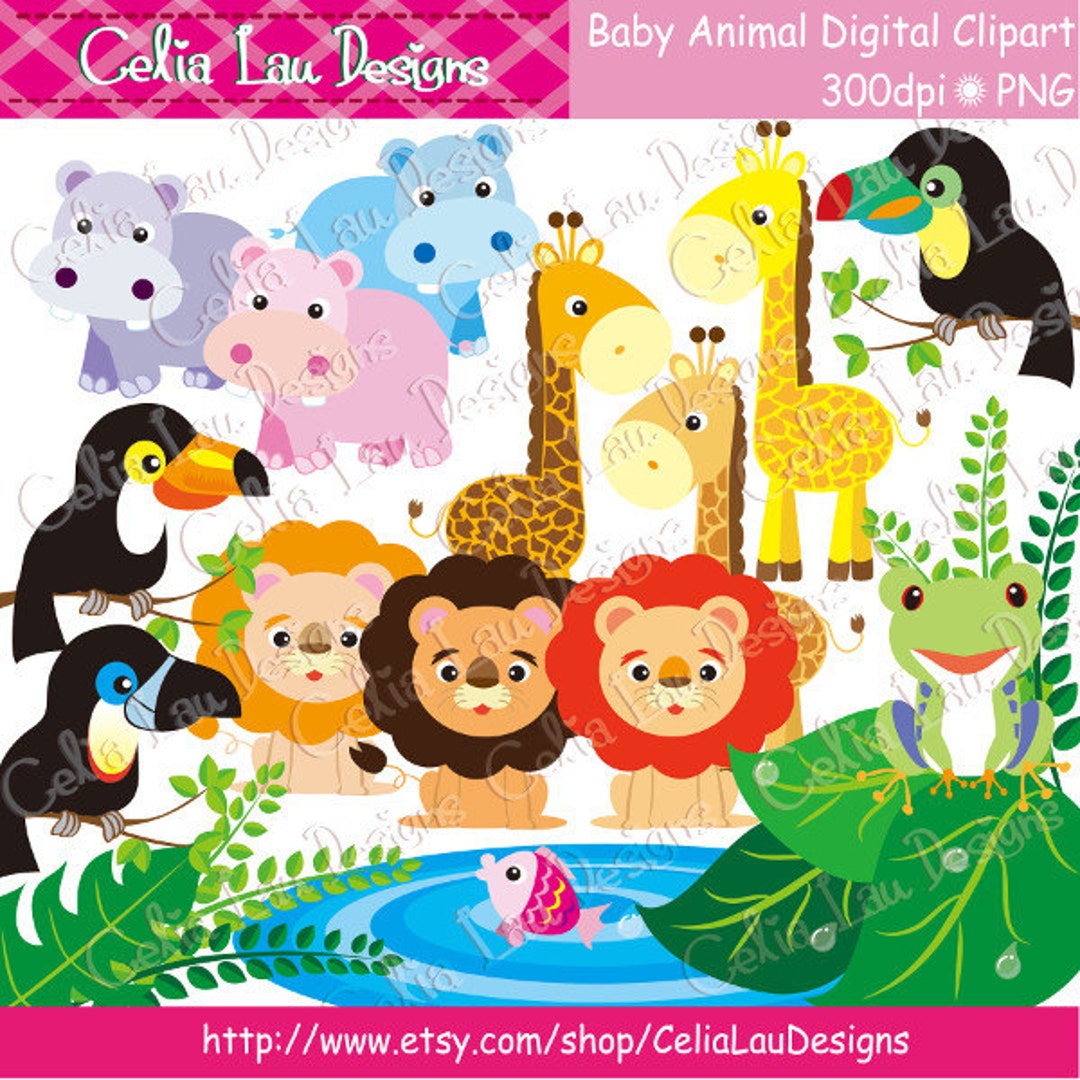 Jungle Animals Digital Clipart/ Cute Animals Clipart A003 /card Design ...