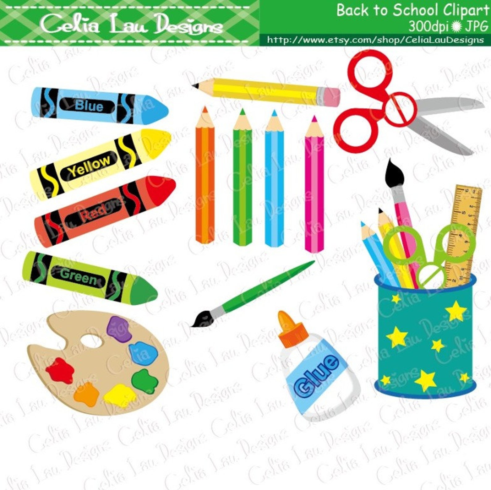 Back to School Clip Art Back to School Clipart and Paper Set - Etsy