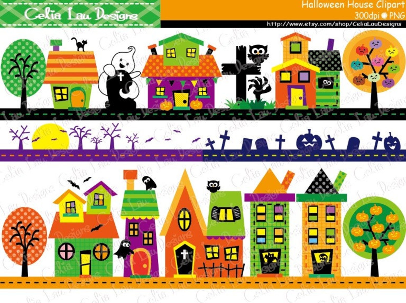 Halloween House Clipart Haunted Houses Digital Clipart - Etsy