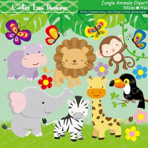 Jungle Animals Clipart , Baby Jungle Animals Clipart, / Safari Jungle ...