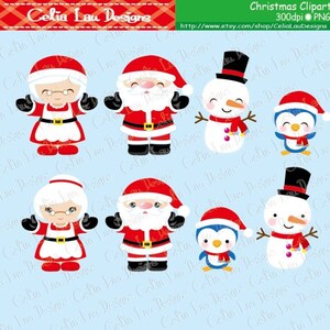 Santa Clipart, Elf, Penguin Clipart,, Gingerbread, Snowman, Reindeer ...