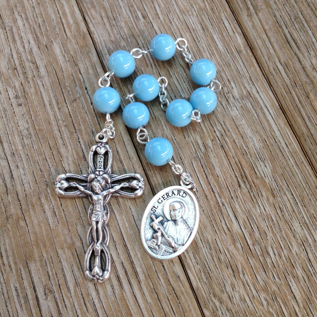 Blue St Gerard Majella Chaplet, Expectant Mother Gift, Pregnancy Gift ...