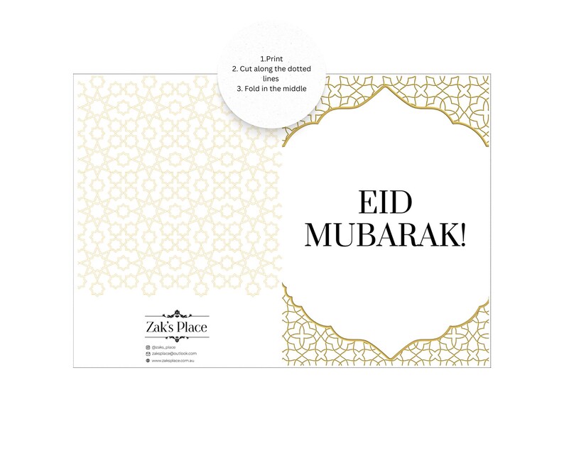 Printable Eid Mubarak Card, Downloadable Eid Card, Happy Eid Card ...