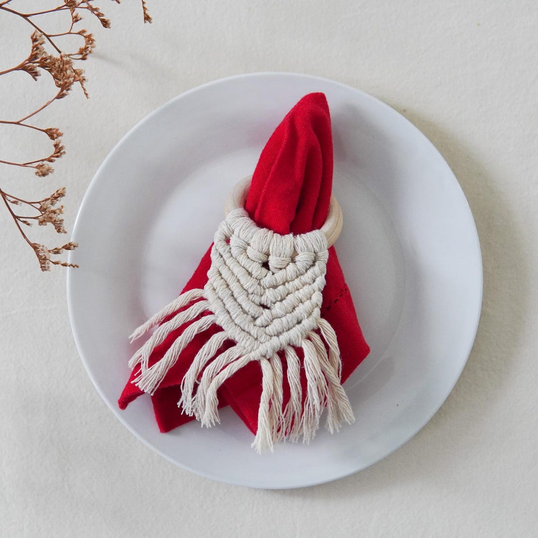 Handmade Macrame Napkin Rings - Set of 6 Boho Dining Decor, Minimal ...