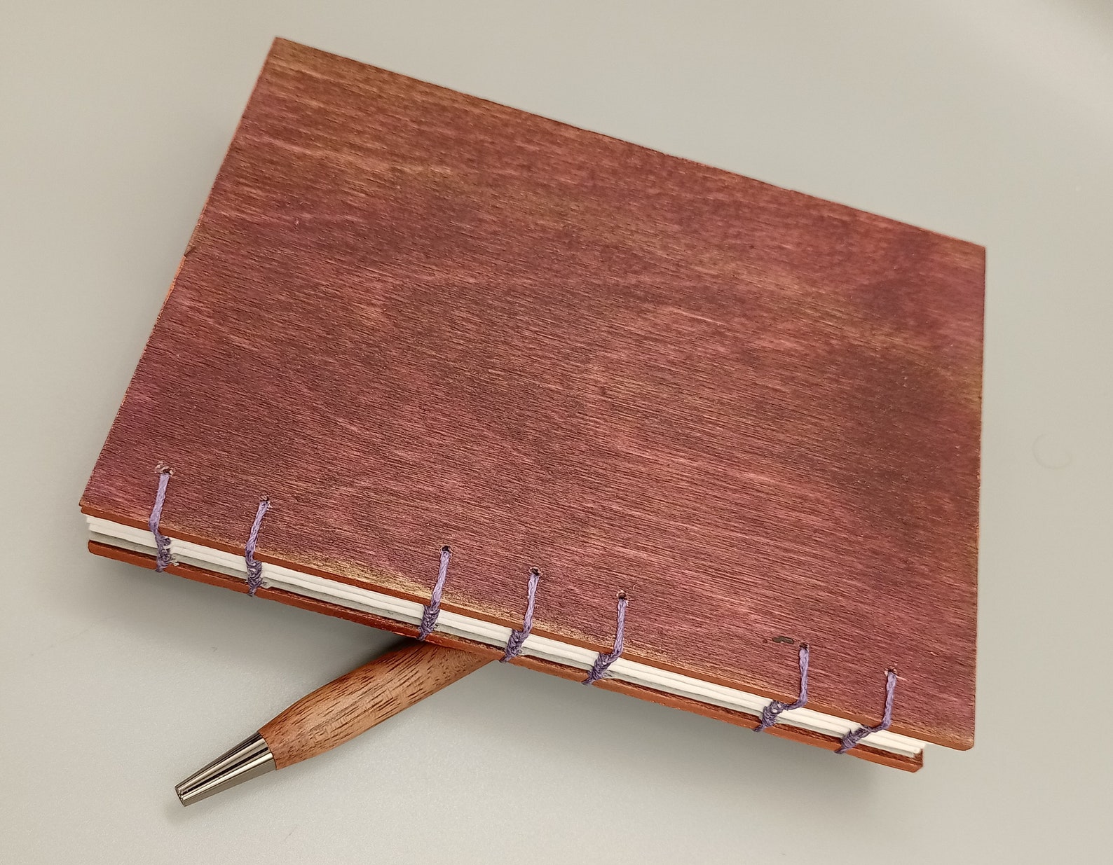 Wooden Diary, Wood Journal, A6 Burgundy Book, Copper Book, Artist ...