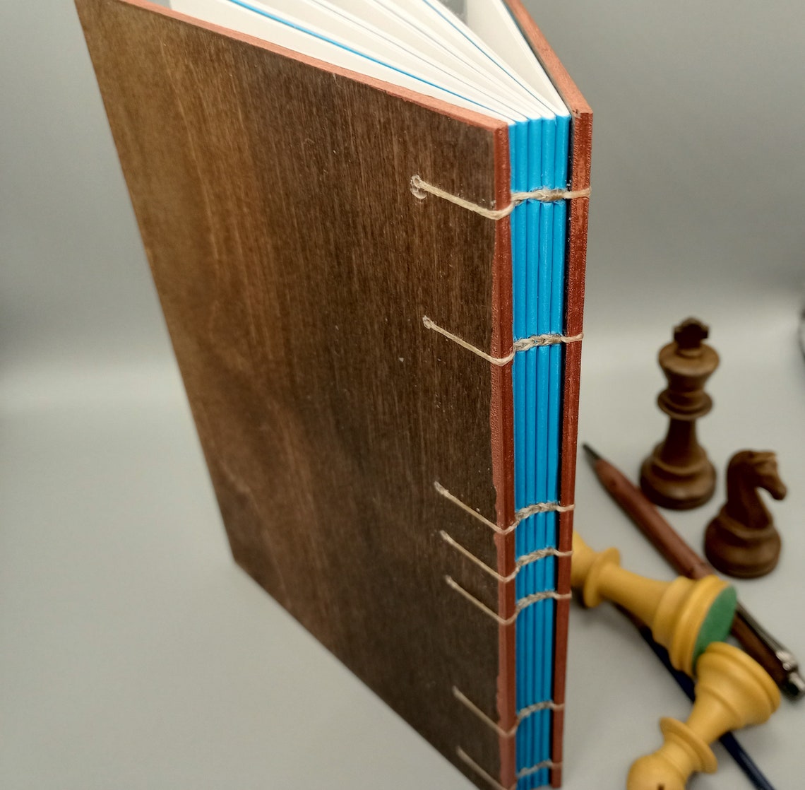 Handbound Wood Journal, A5 Wooden Journal, Wooden Diary, Handstitched ...