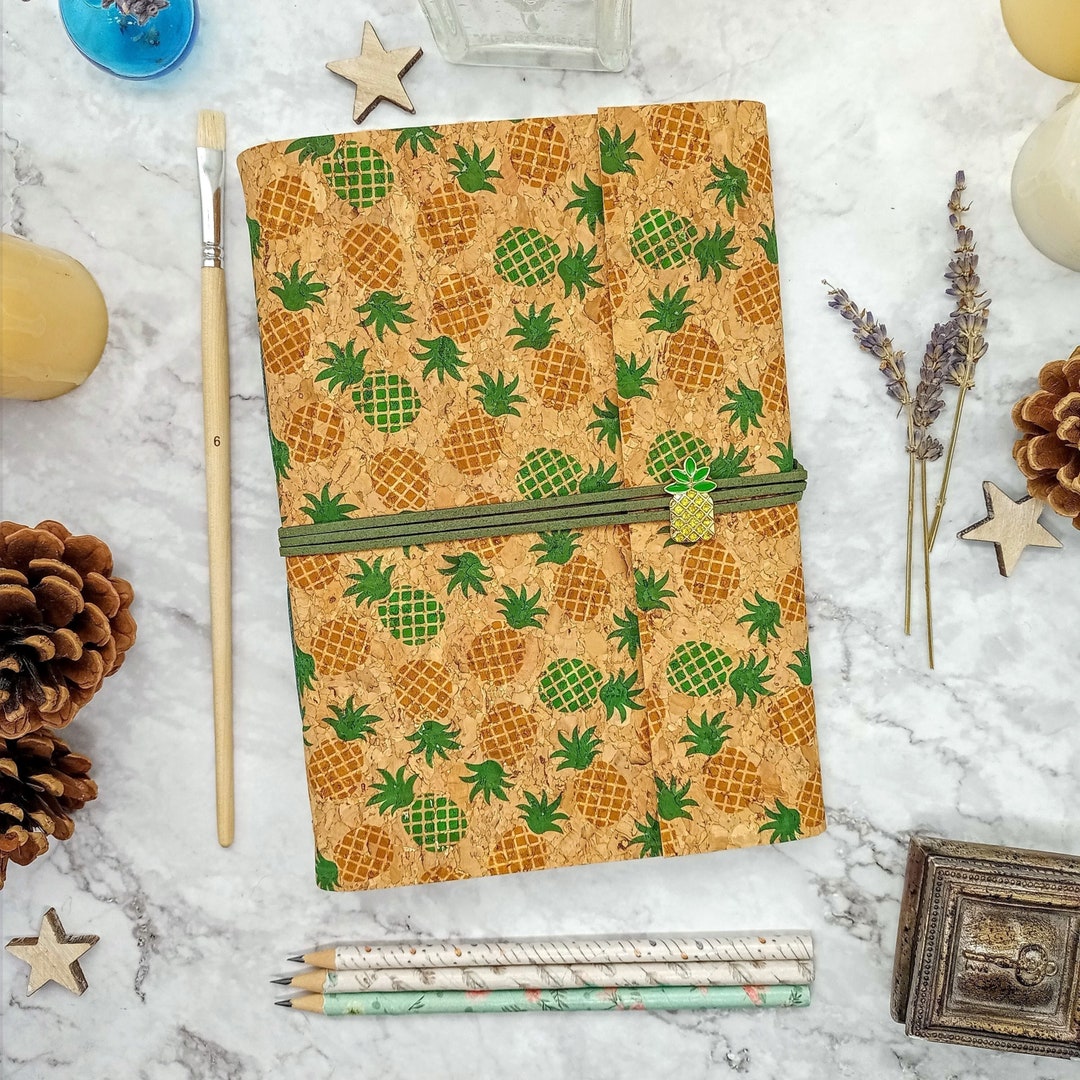Pineapple Journal, A5 Vegan Leather, Cork Leather, Eco Friendly Gift - Etsy