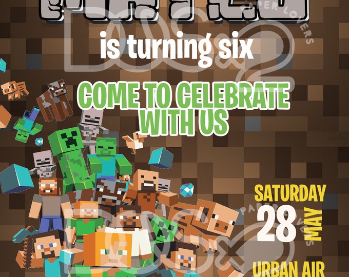 Minecraft Invitation / Invitacion Digital De Minecraft - Etsy