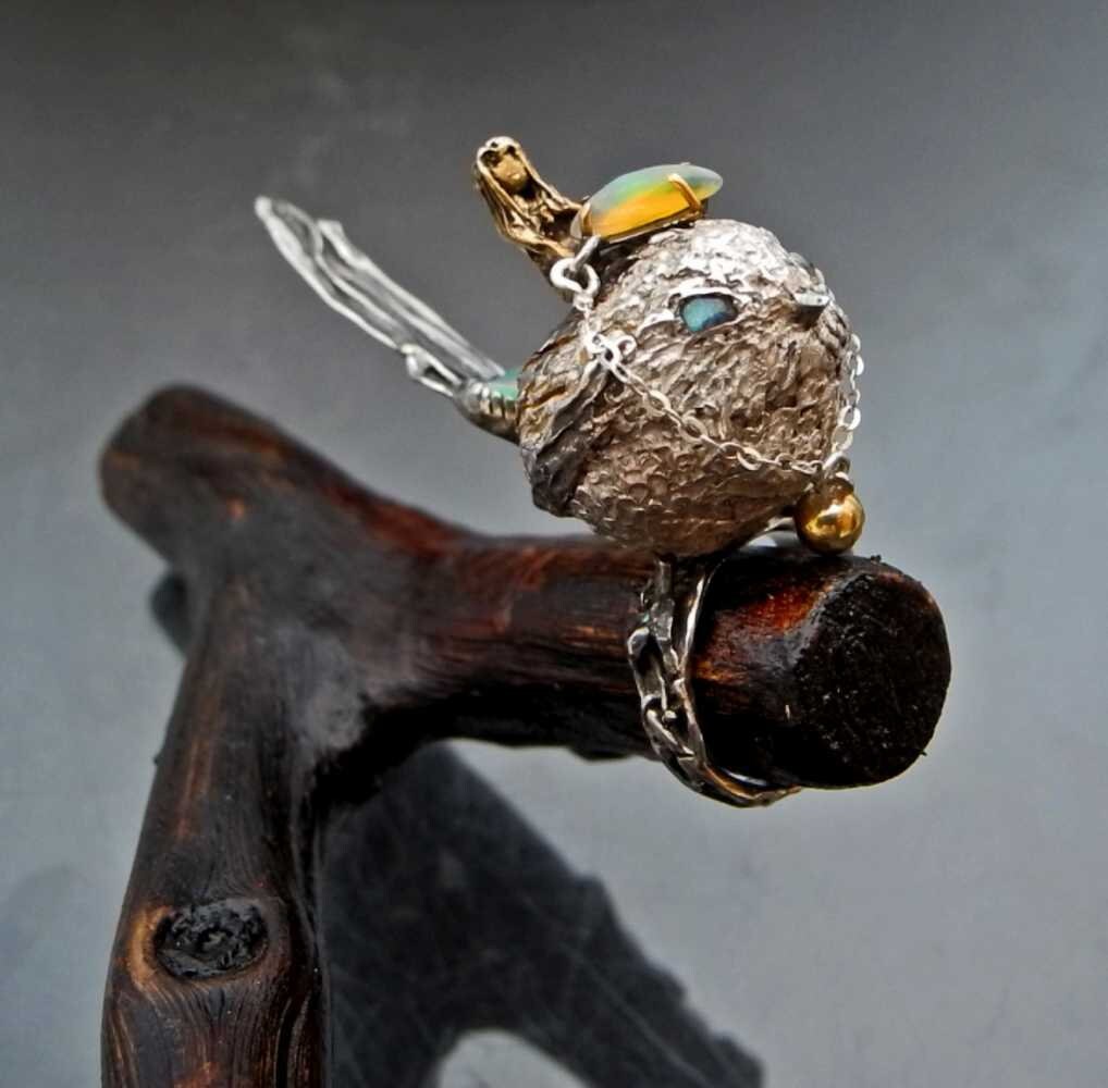 Flying Lollipop Silver Ring With an Elf Small Bird and - Etsy