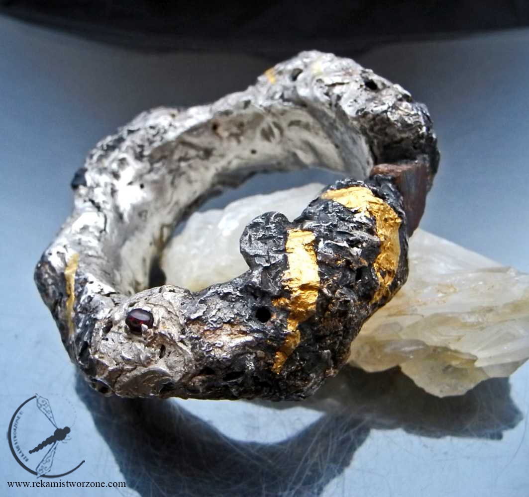 Iceland Massive Silver Bracelet With Gold, Olivines, Garnets ...