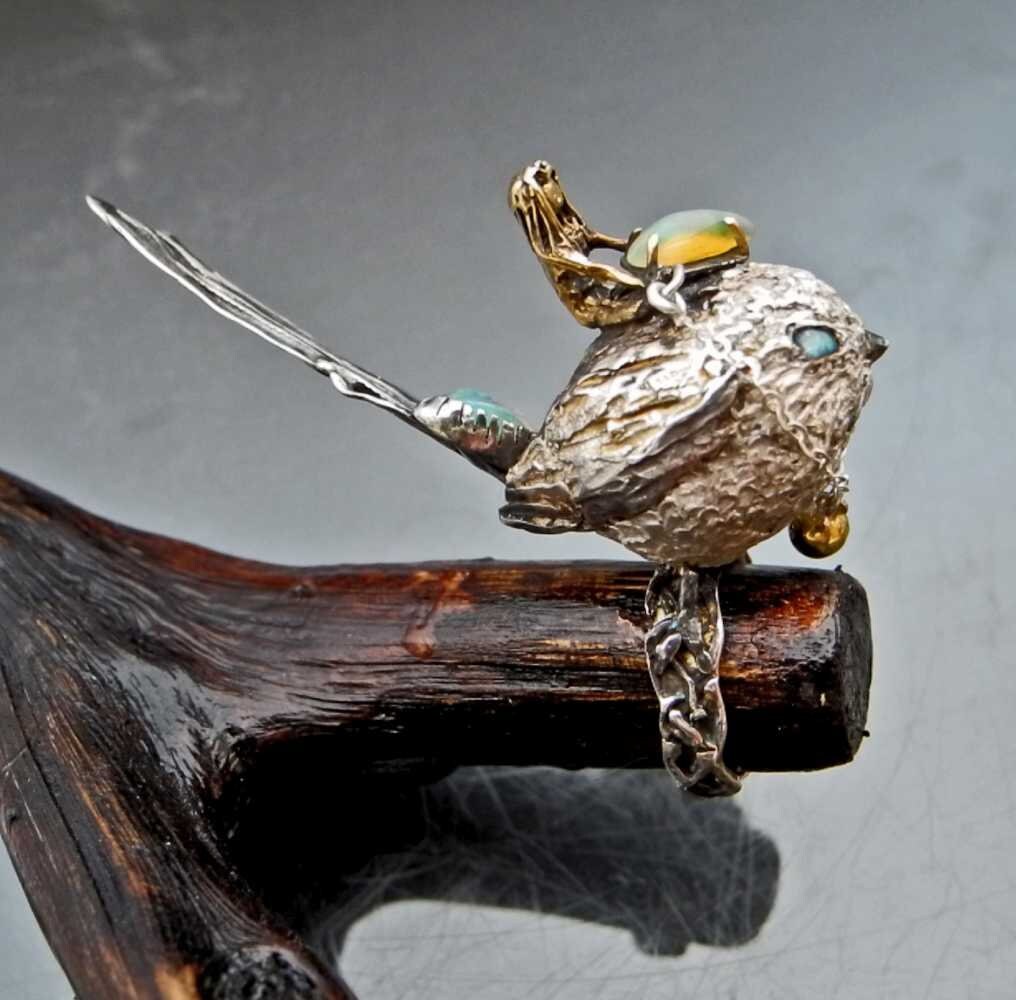 Flying Lollipop Silver Ring With an Elf Small Bird and - Etsy