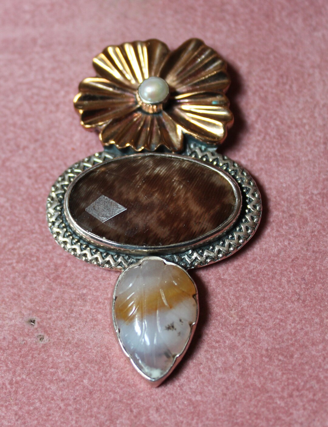 Designer Amy Kahn Russell Smoky Quartz and Sterling Brooch,pendant ...