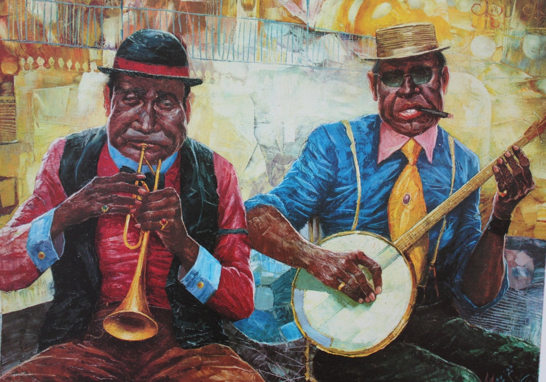 Black Art/jazz Band Lithograph, new Orleans Blues, Limited Edition ...