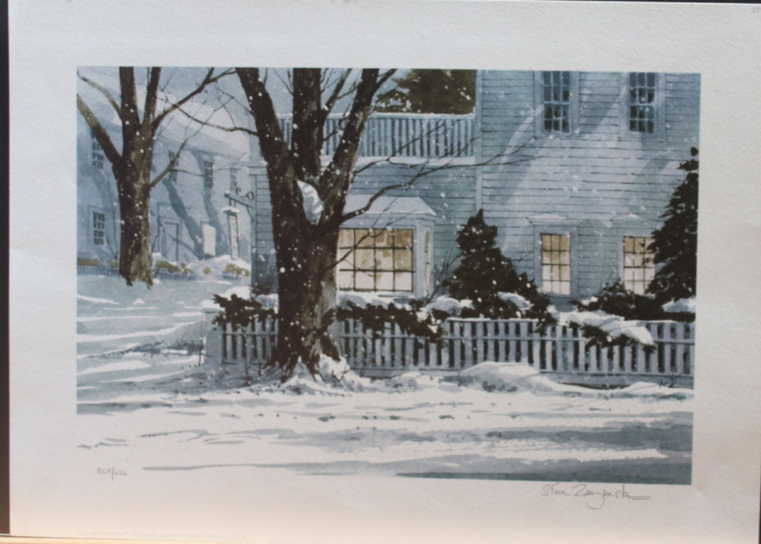 Winter Lithograph by Artist Steve Zazenski/vintage Snow Scene ...