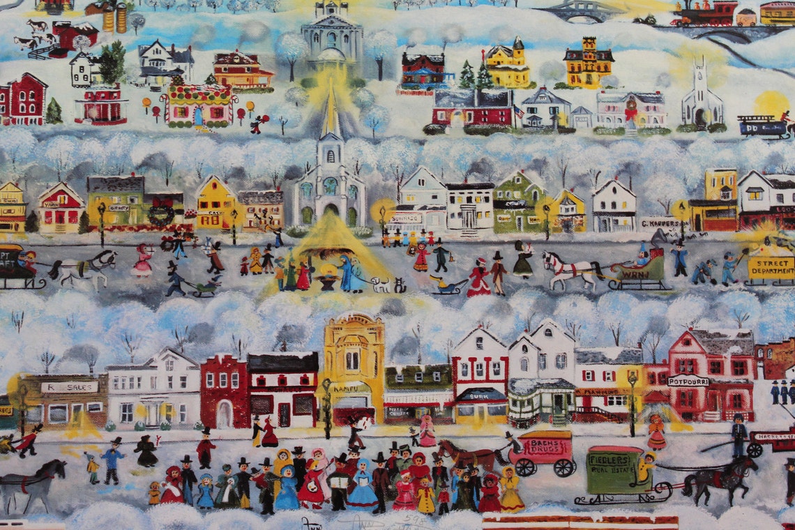 Ann Reeves christmas Eve Hackettstown Folk Art | Etsy