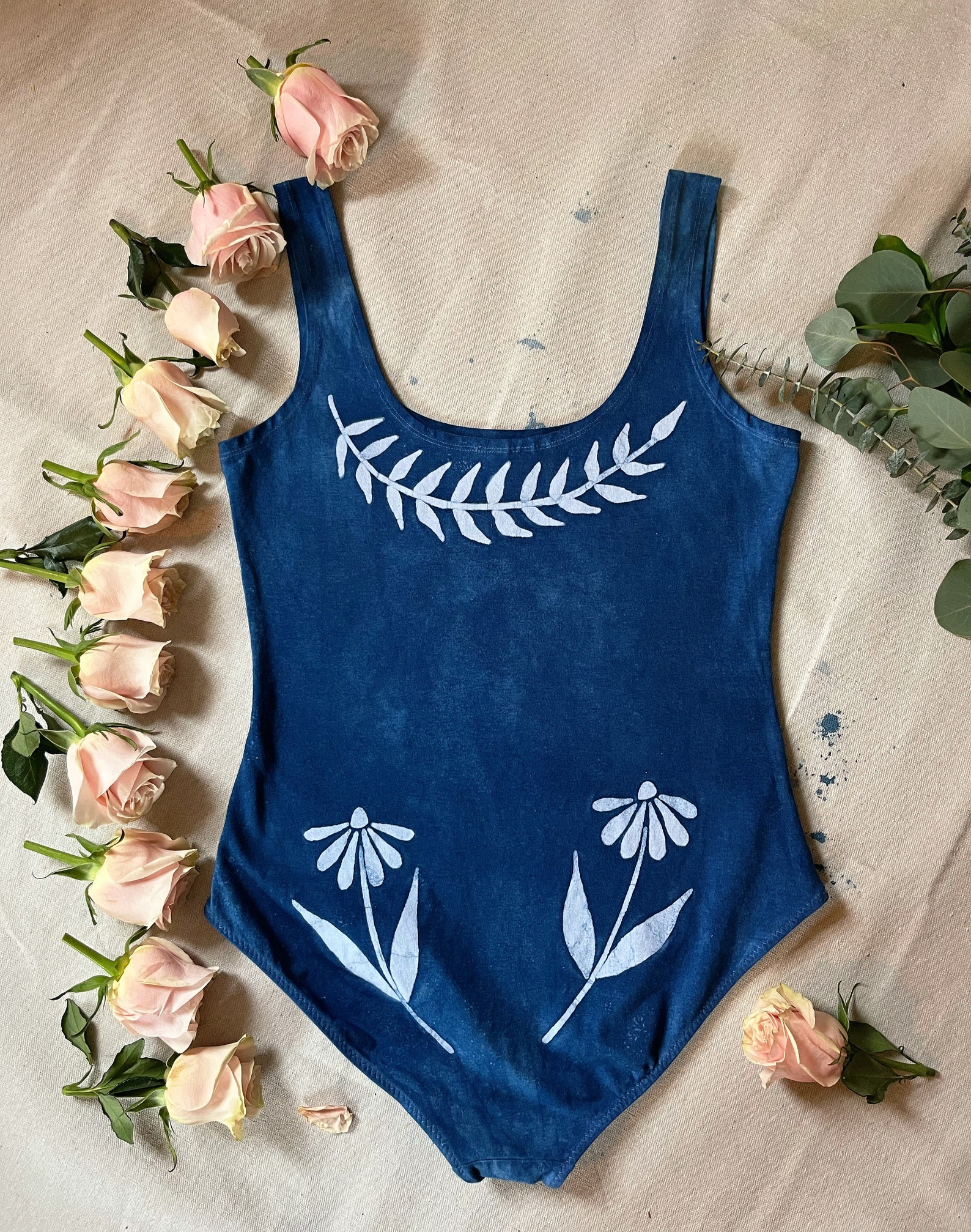 LARGE Handmade Indigo Batik Bodysuit - Etsy