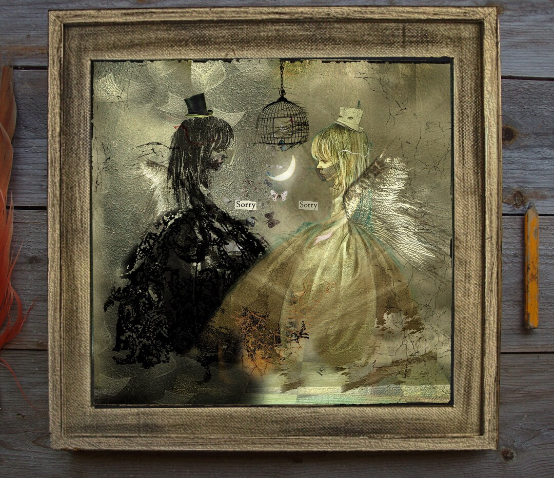 Angels With Face Masks/ 10x10/ Framed/original Art/ Limited Edition ...