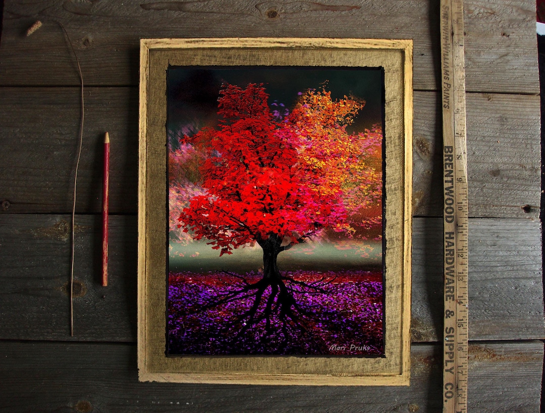 Tree of Life/flaming Tree/framed/ Original Art/ Limited Edition/ 8x10 ...