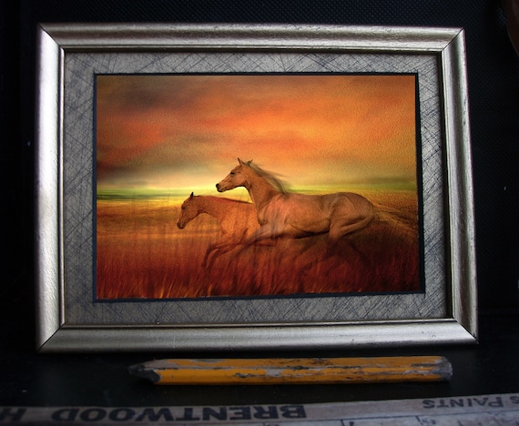 Running Horses Framed 6x4 Original Art/ Limited Edition/ mixed | Etsy