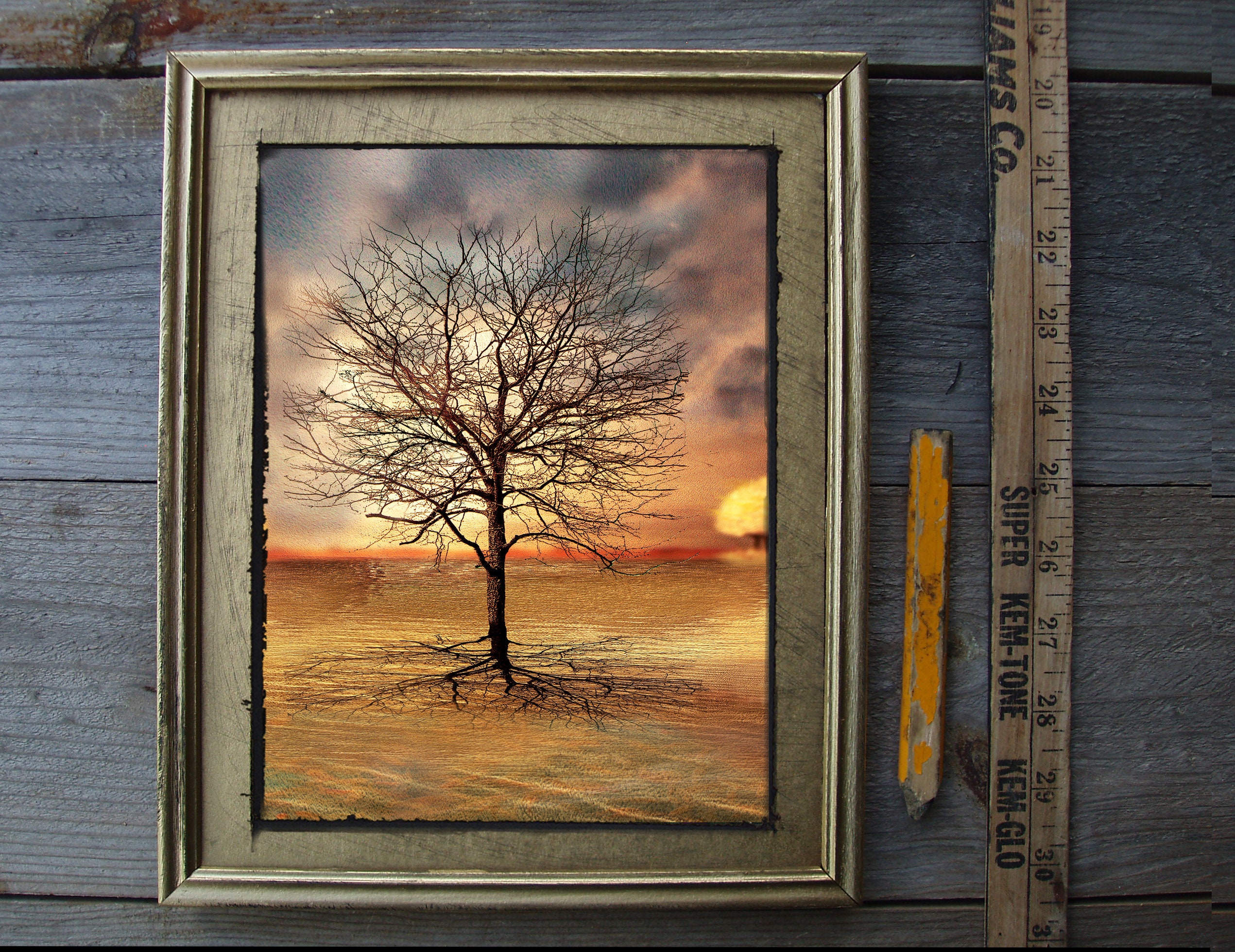 Framed Tree Original Art Edición Limitada Mezcla de Medios / | Etsy