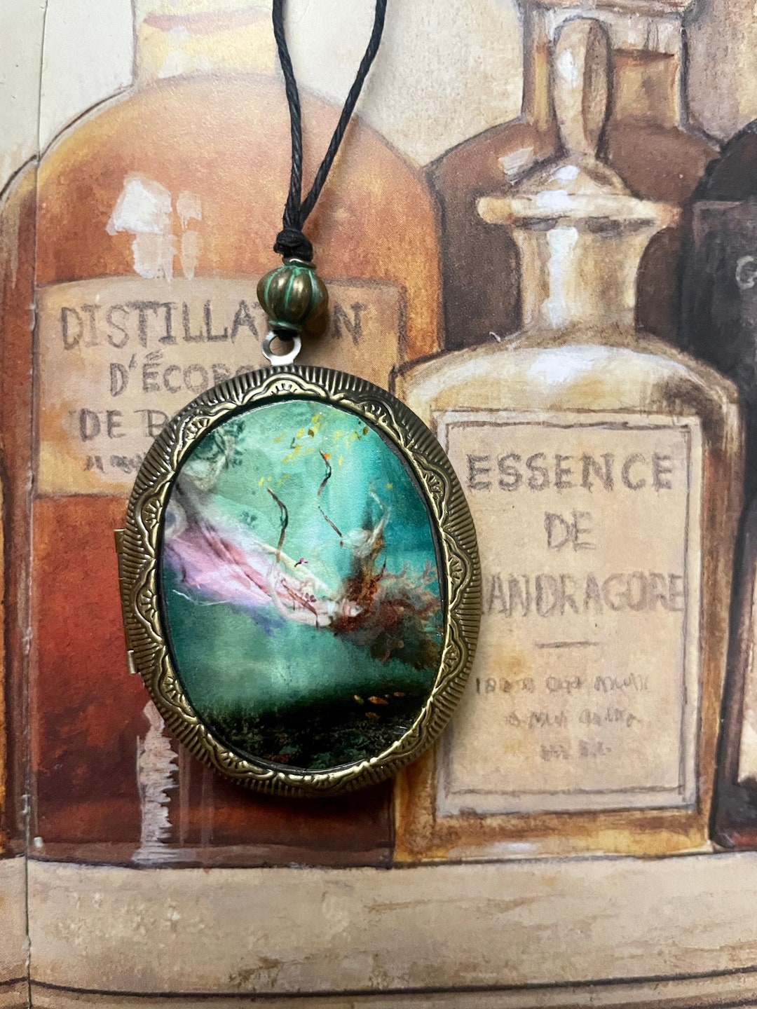 Lady in a Water Locket/water/ Water Jewelry/ Water Pendant/aqua Pendant ...