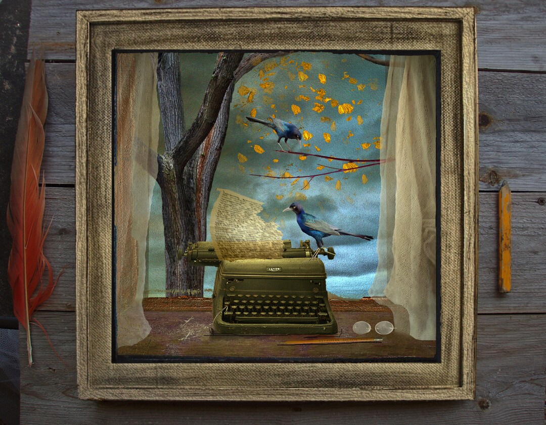 Old Writing Machine /8x8 Original Art/limited Edition/ Mixed Media ...