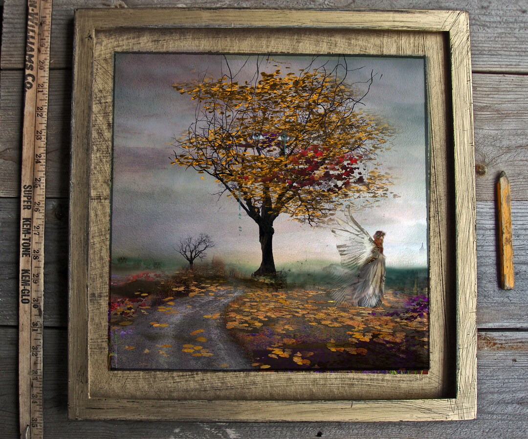 Goodbye 10x10 Framed Original Art/ Angel Print/ Mixed Media ...