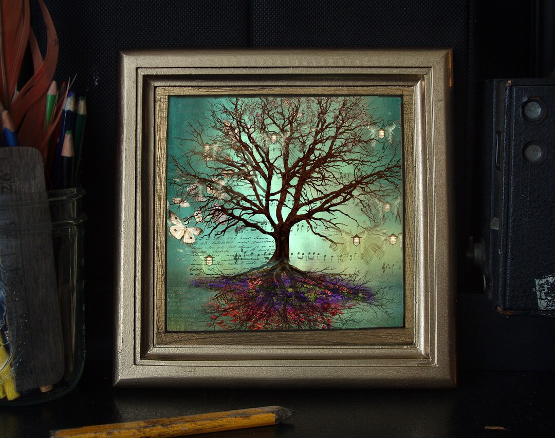 Pandemic Chaos 8x8/ Framed Original Art/mixed Media/ Photography/small ...
