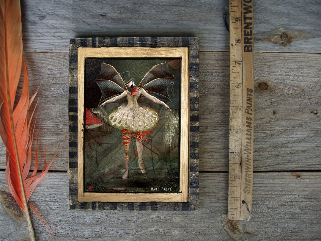 Moth Dancer/framed/6x4/original Art/ Limited Edition/ Mixed Media ...