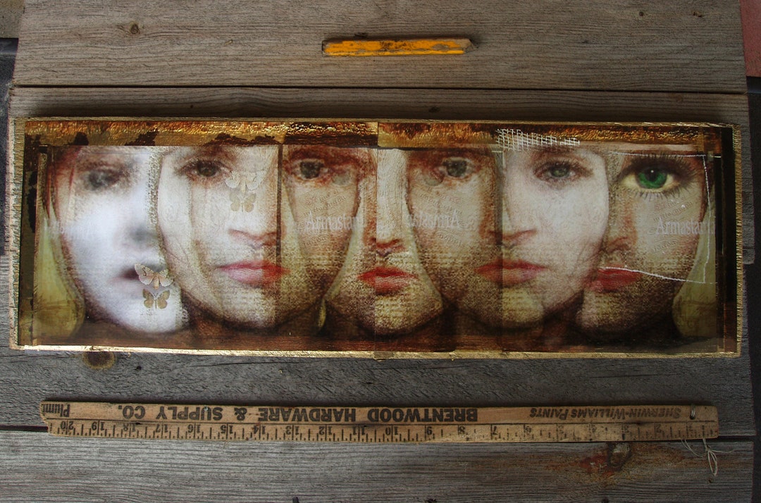 Many Faces/ Mixed Media/ 22x7/original Art/ Fine Art/ - Etsy