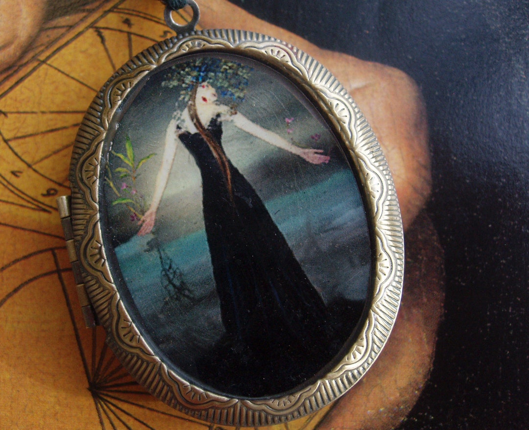 Surrender Locket/mother Earth/blue Lady/rustic Locket/lady in Water ...
