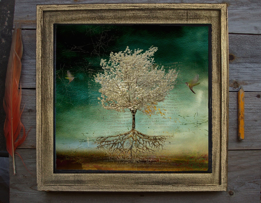 Humming Together/ 8x8/ Framed/ Two Hummingbirds/ Tree / Original Art ...