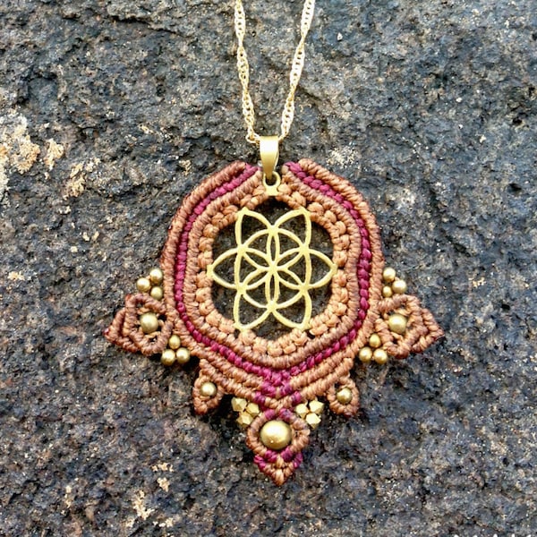 Wild Macrame Necklace Healing Symbol Pendant Yoga Jewelry Spiritual ...
