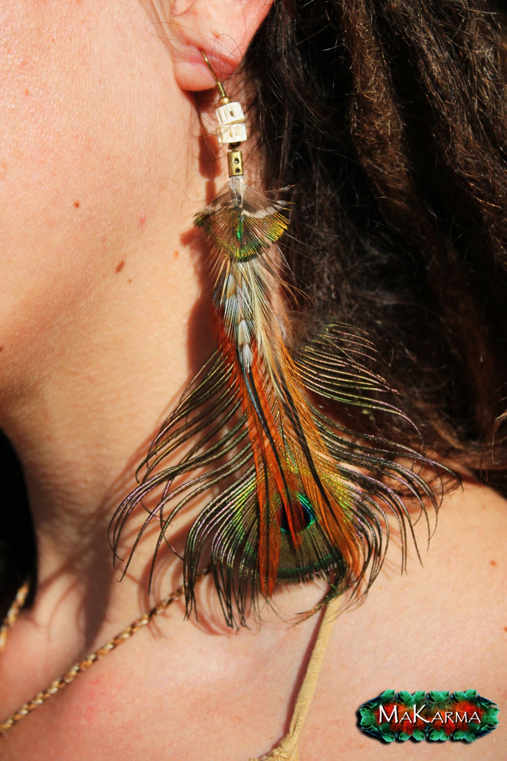 Tribal Feather Earring Peacock Feather Earring for Her Gypsy Jewelry - Etsy