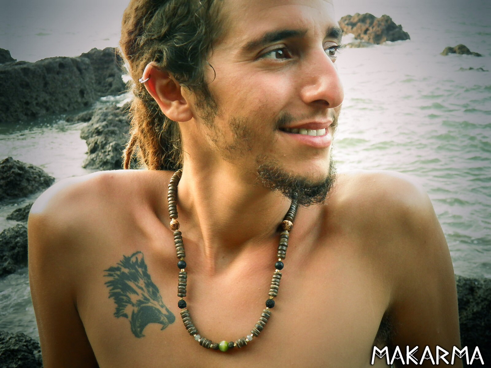 Native American Inspired Men Necklace Tribal Jewelry Wooden Necklace ...