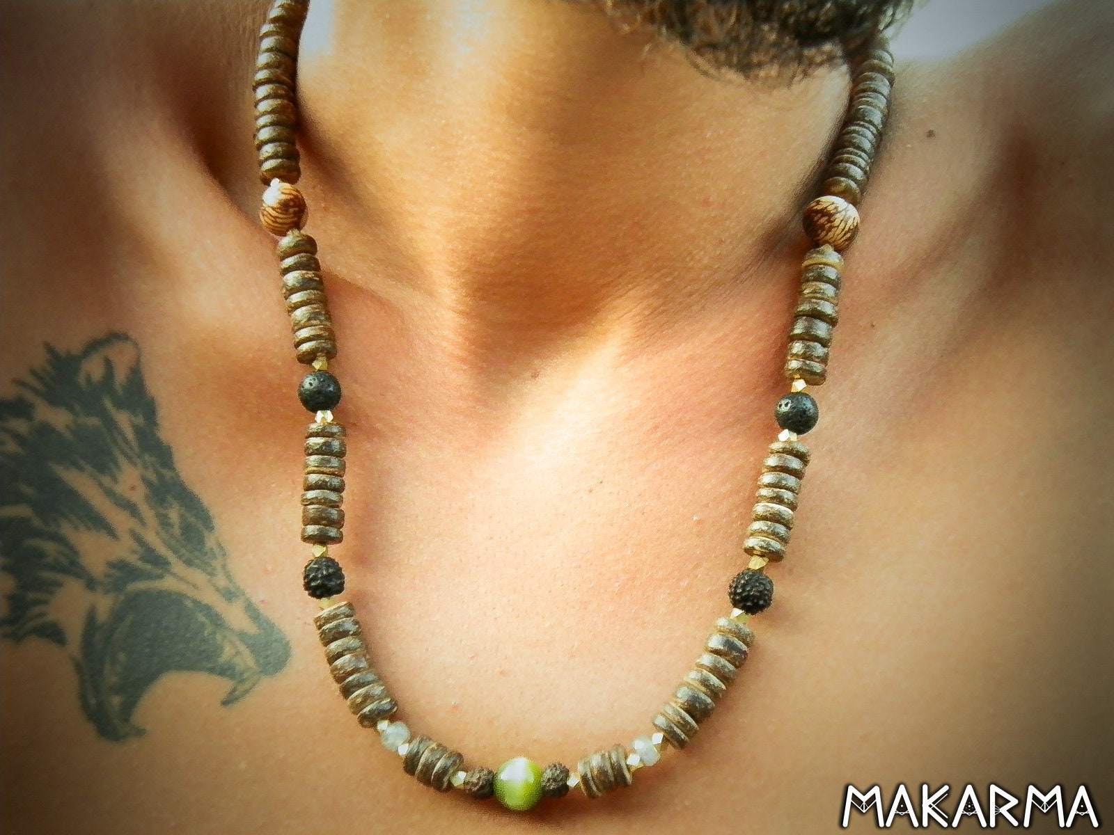 Native American Inspired Men Necklace Tribal Jewelry Wooden Necklace ...