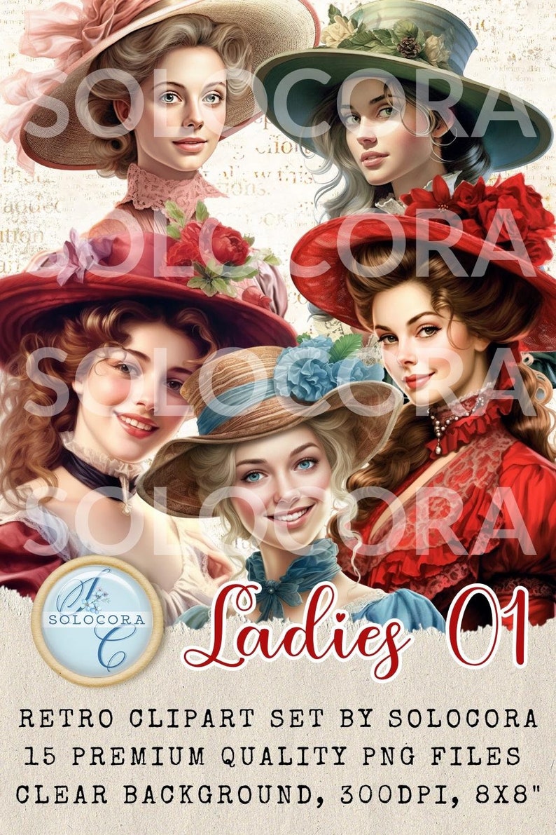 15 Victorian Ladies Bundle, Vintage Lady, Retro Clipart Bundle, Art ...