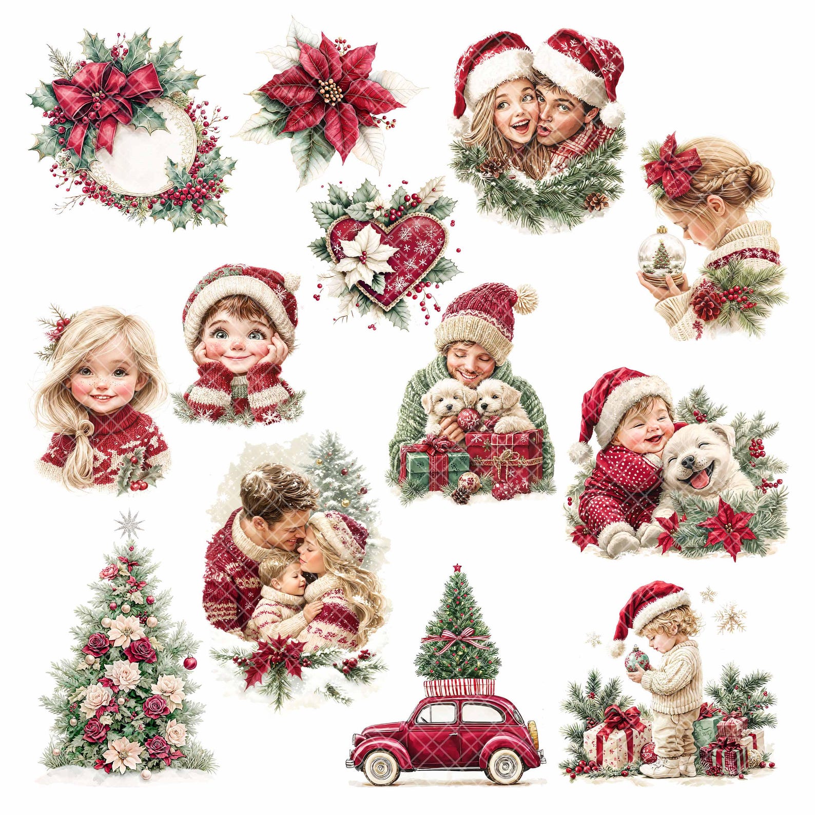 CLASSIC CHRISTMAS Clipart Bundle | 40 Png Files | 300 DPI Transparent ...