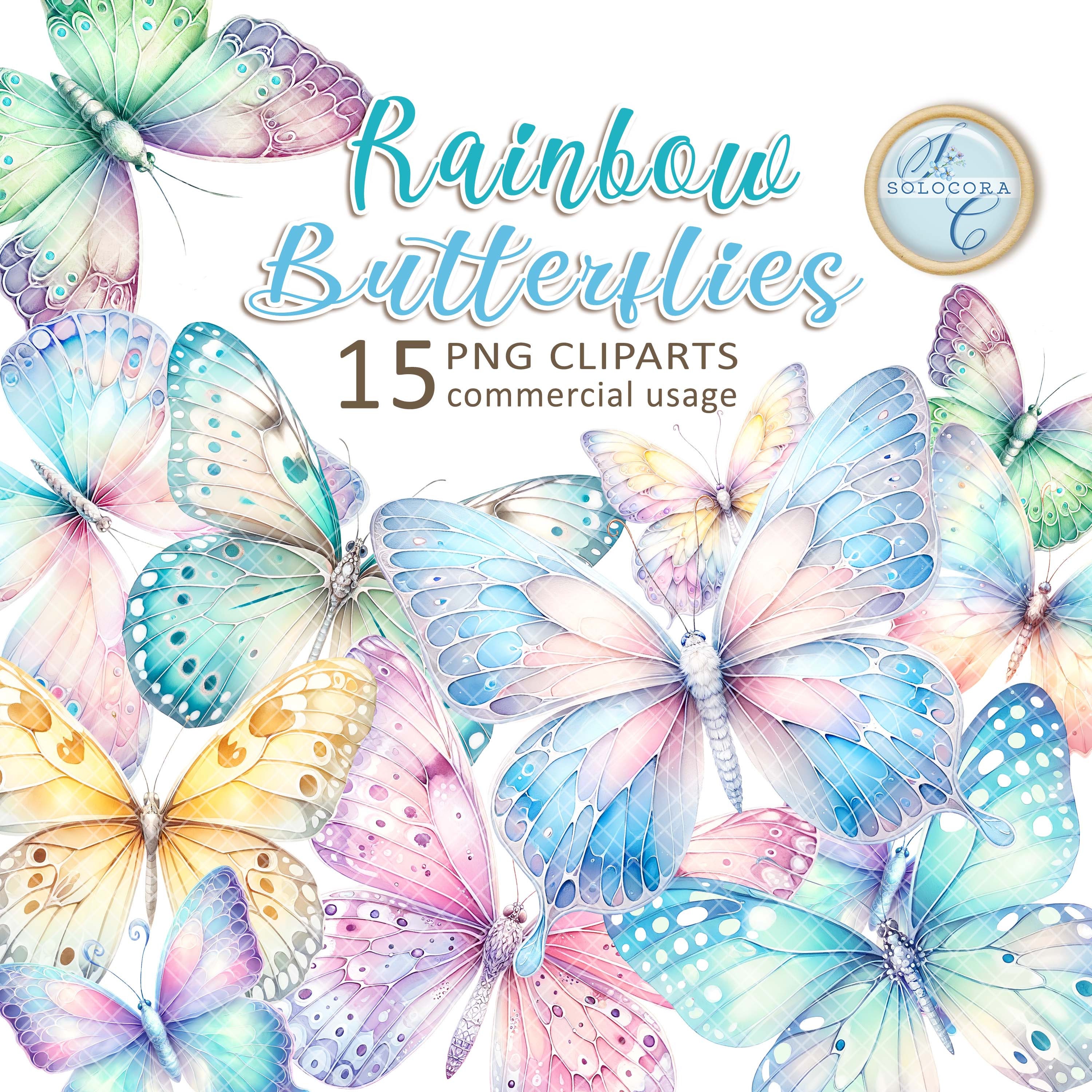 Rainbow, PASTEL BUTTERFLIES PNG - Watercolor Butterfly Clipart ...