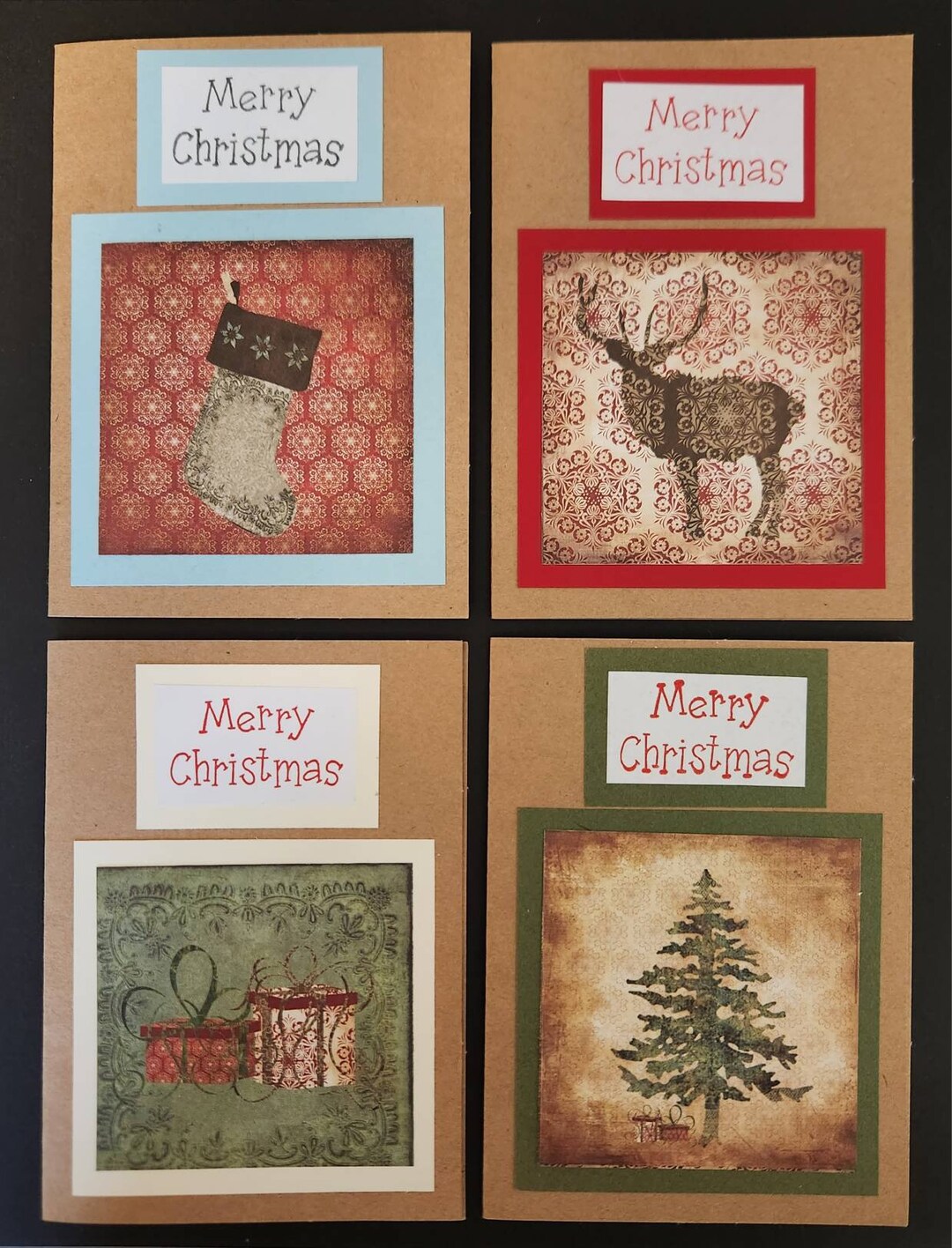 Set of 5 Christmas Santa Greeting Cards - Etsy
