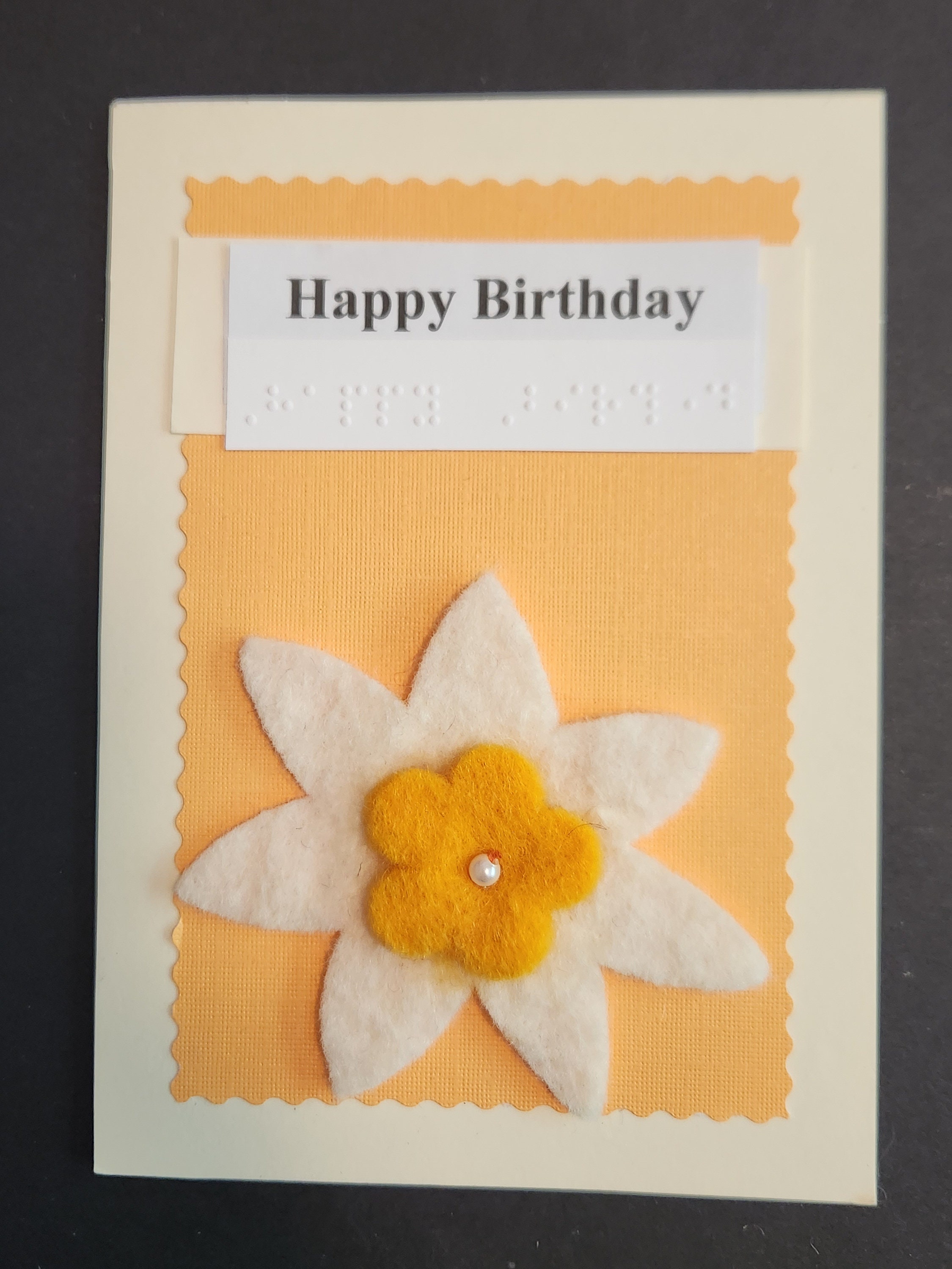 Braille Birthday Card: Felt Flower - Etsy